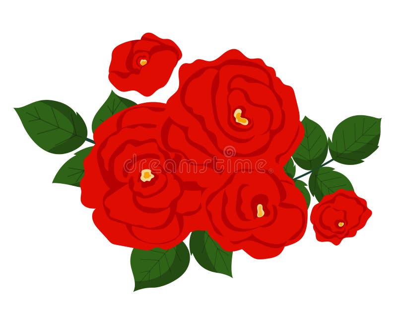 Ramo Vectorial De Rosas Rojas Aisladas En Un Fondo Blanco. Ilustración ...