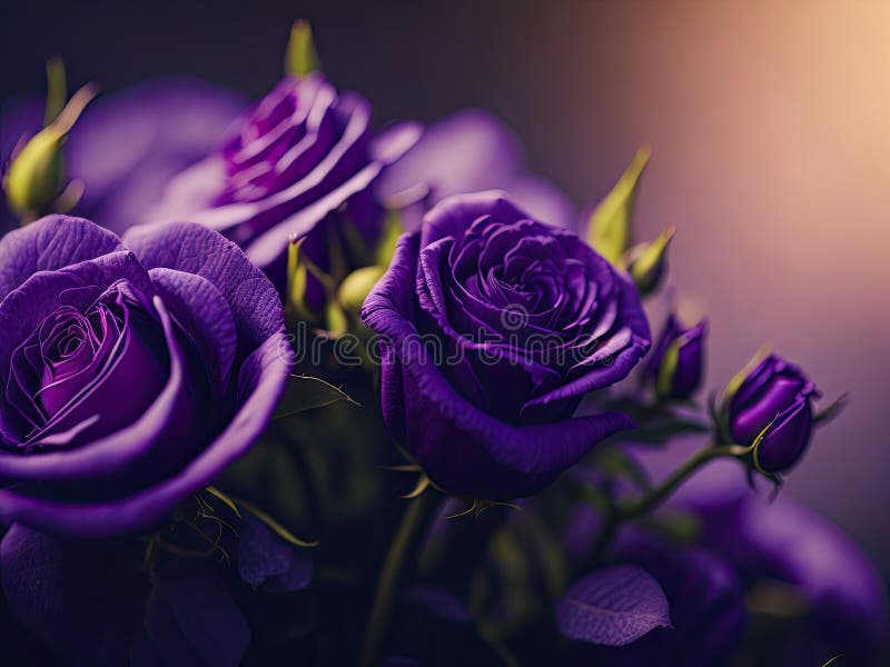 Ramo Vintage De Rosa Violeta. Generador De Ai Stock de ilustración ...