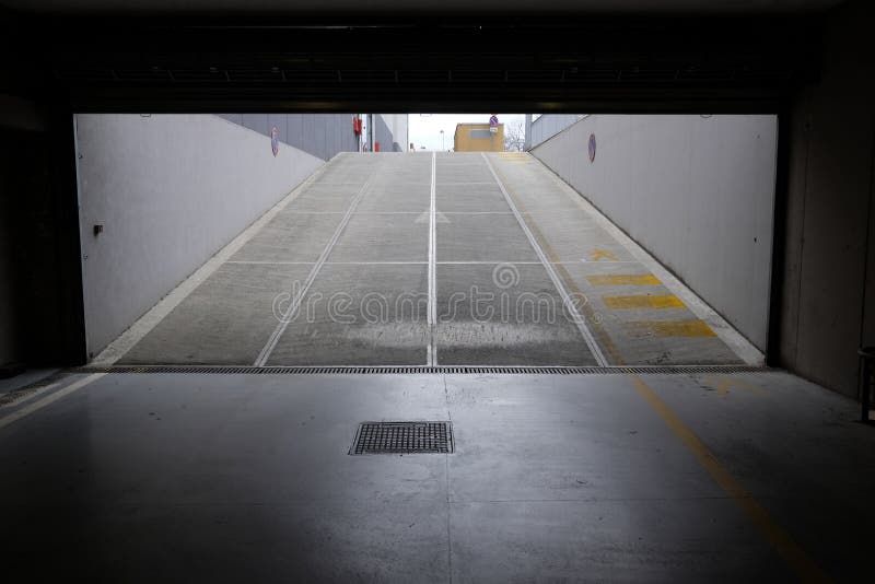 Ramp Access Underground Parking Stock Image - Image of basement, ramp ...