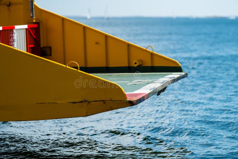 Ramp of a Car Ferry Approaching the Port.. Stock Photo - Image of ...