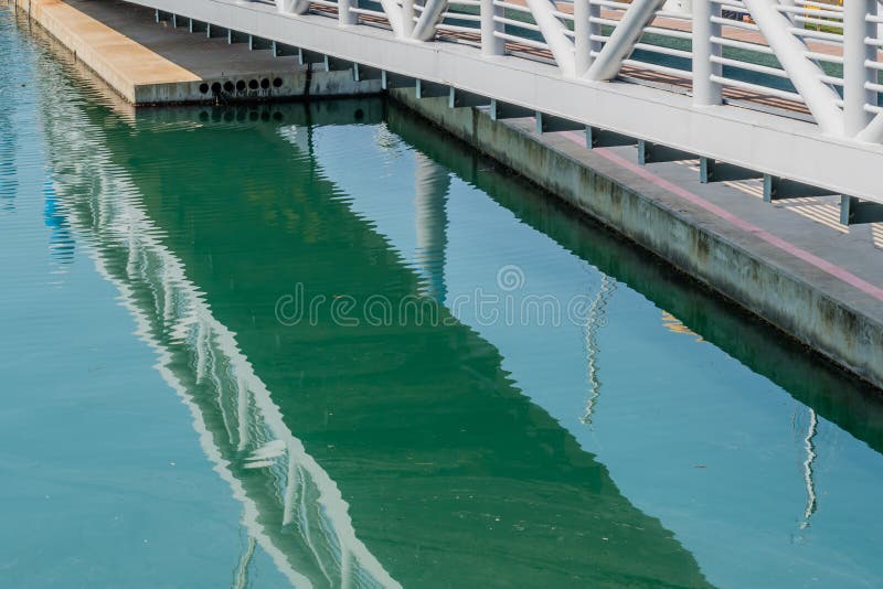 Ramp at Ocean Marina Reflecting in Water Stock Photo - Image of lake ...