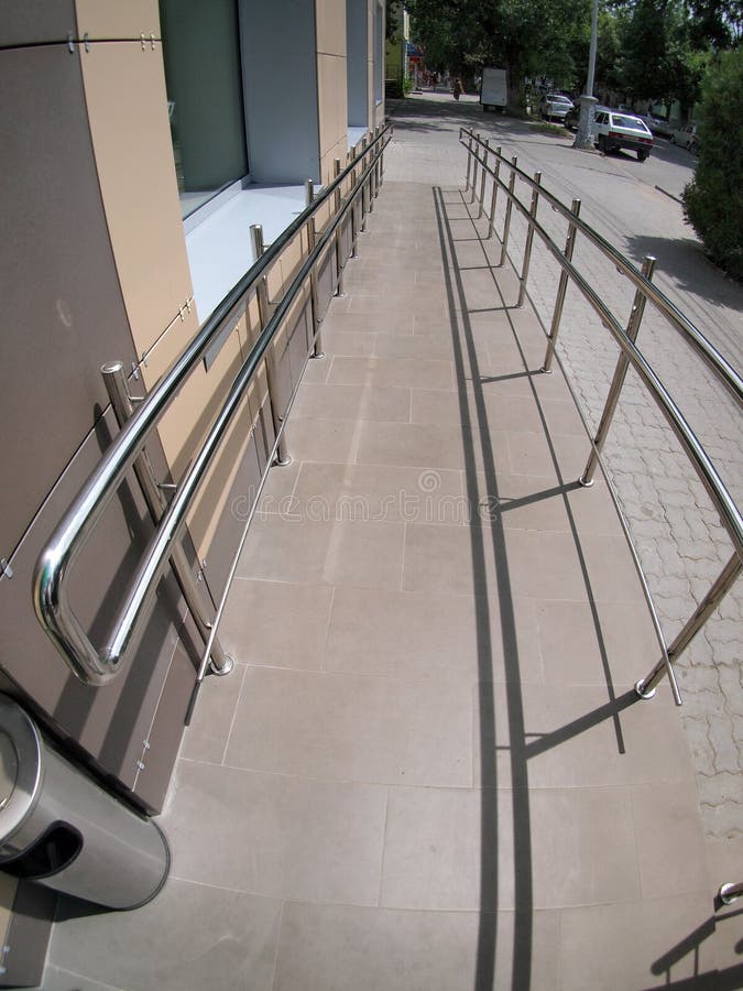 Ramp for Physically Challenged from the Tiled Pavement Stock Image ...