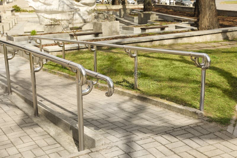 Ramp with Railings in City Park on Sunny Day Stock Photo - Image of ...