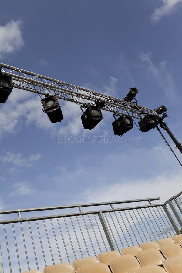 Ramp of spotlights stock image. Image of beam, seat, show - 97515827