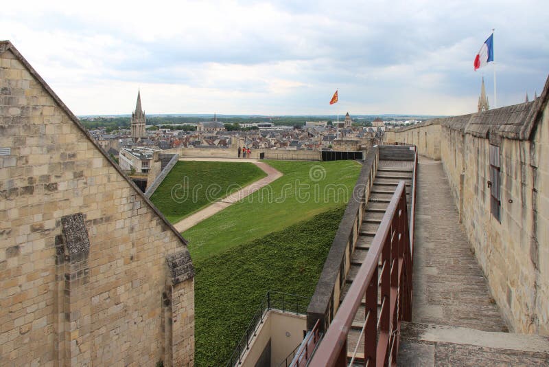 Ramparts at the Castle of Caen in Normandy - France Stock Image - Image ...