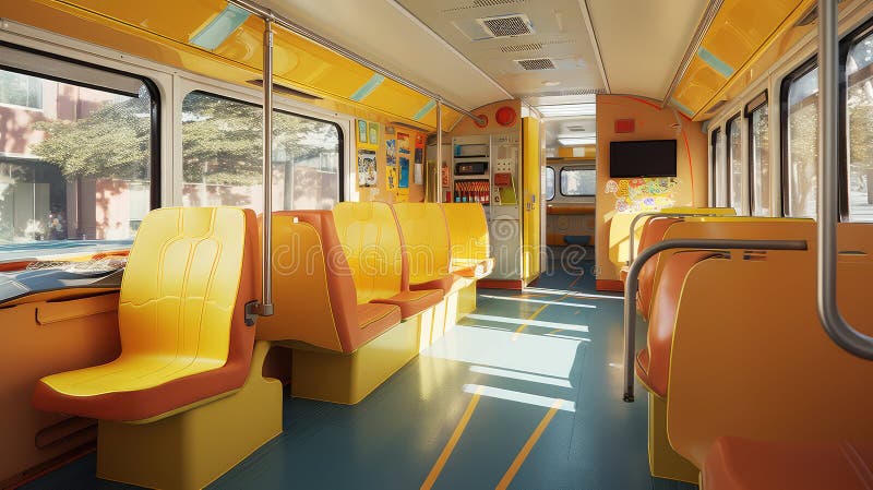 Ramps school bus interior stock illustration. Illustration of safety ...