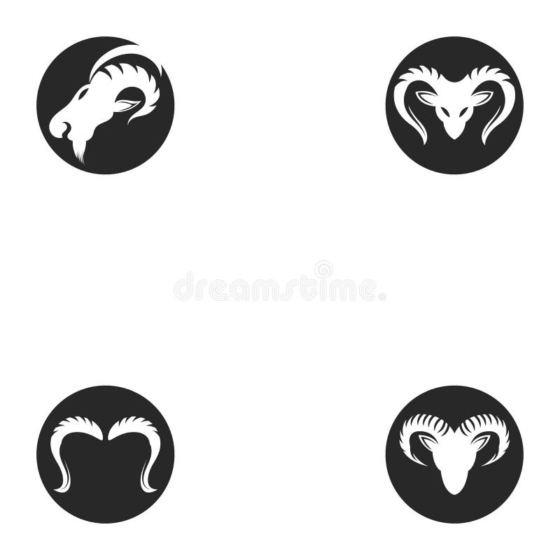 Rams Head Logo Template Silhouette Icon. Stock Vector - Illustration of ...