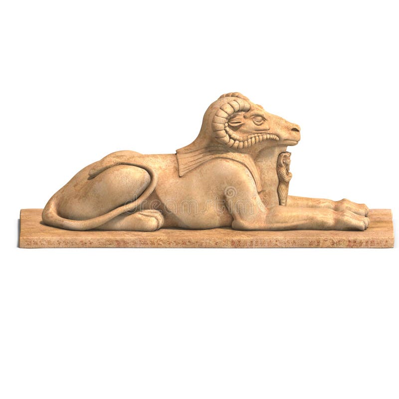 Egyptian Ram Headed Sphinx Statue Stock Illustration - Illustration of ...