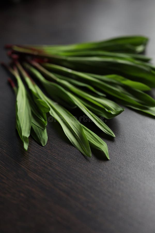 Ramson on a Black Table, Wood Garlic Stock Photo - Image of vegetables ...