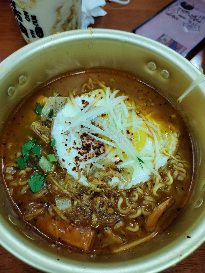 Ramyeon stock image. Image of ramyeon, salad, side, meat - 236056155