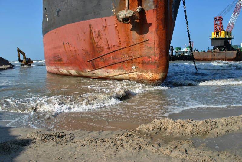Ran Aground Oil Tanker Ship Stock Image - Image of drifted, coast: 82618375