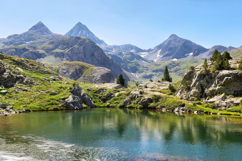 Ranas Lake in Tena Valley in the Pyrenees, Huesca, Spain. Stock Photo ...