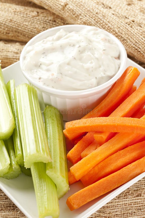 Ranch Dressing with Carrots and Celery Stock Image - Image of nutrition ...