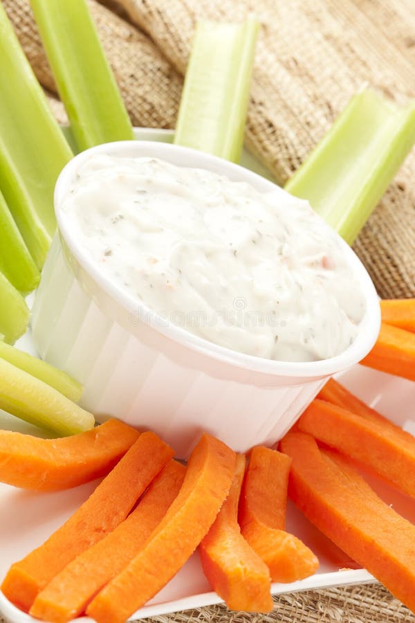 Ranch Dressing with Carrots and Celery Stock Photo - Image of dipping ...