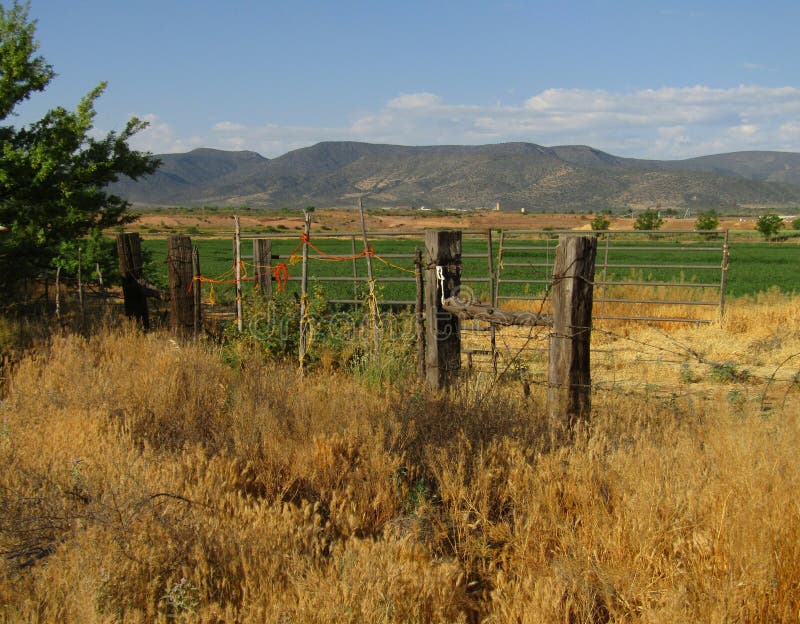 Ranch Fence and Gate on Scenic Farmland Stock Photo - Image of scenic ...