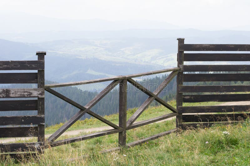 Ranch Fence Overlooking Mountains Stock Image - Image of peaceful ...