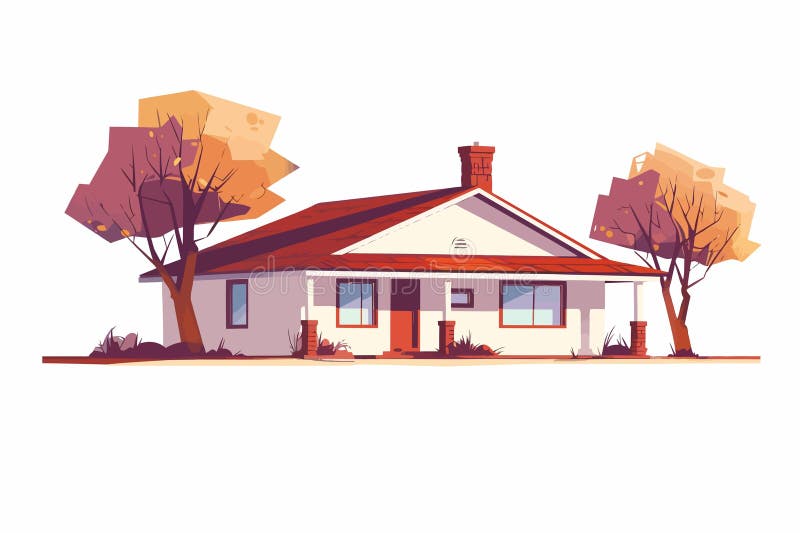 Ranch House Isolated Illustration Stock Vector - Illustration of homes ...