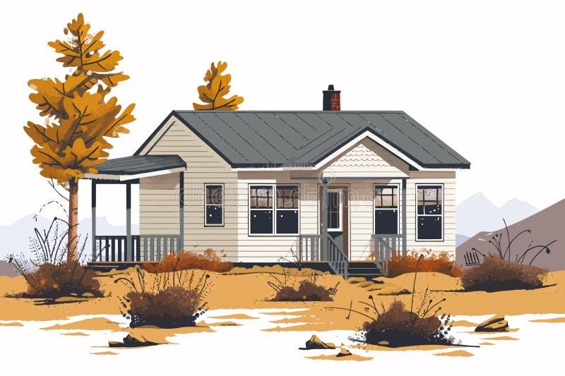 Ranch House Isolated Illustration Stock Vector - Illustration of fence ...