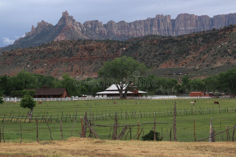 Ranch in Utah with Mountain Background Stock Image - Image of trail ...