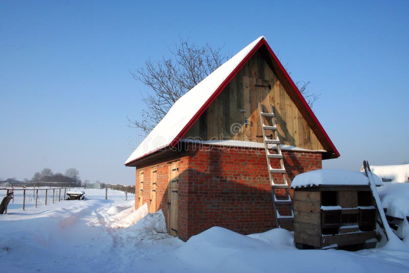 The ranch in winter stock photo. Image of blue, barn - 12264704