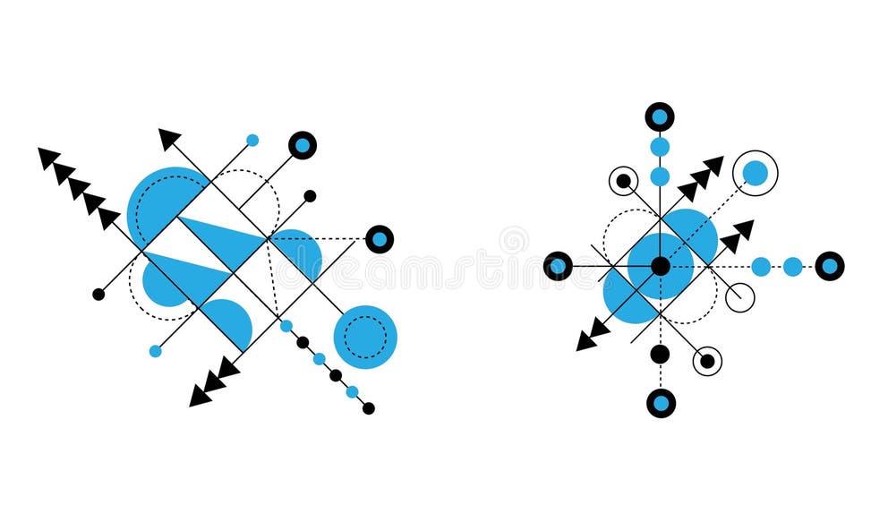 Random Abstract Geometry Figures Engineering Element Design Set Stock ...