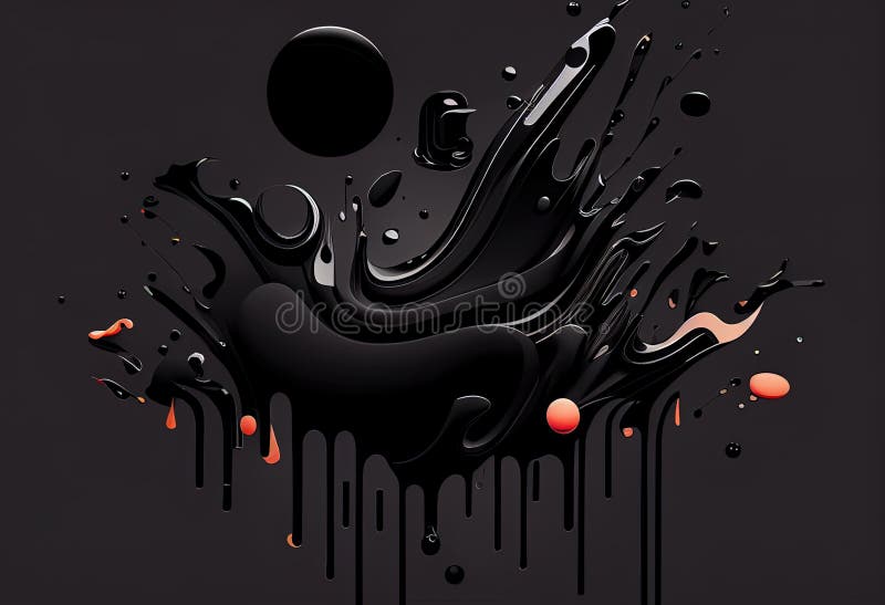 Random Abstract Liquid Organic Black Irregular.illustration. AI ...