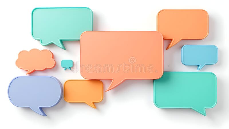 Random Abstract Message Bubbles on White Background Stock Illustration ...