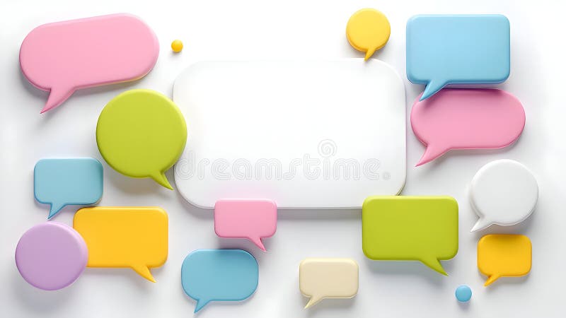 Random Abstract Message Bubbles on White Background Stock Illustration ...