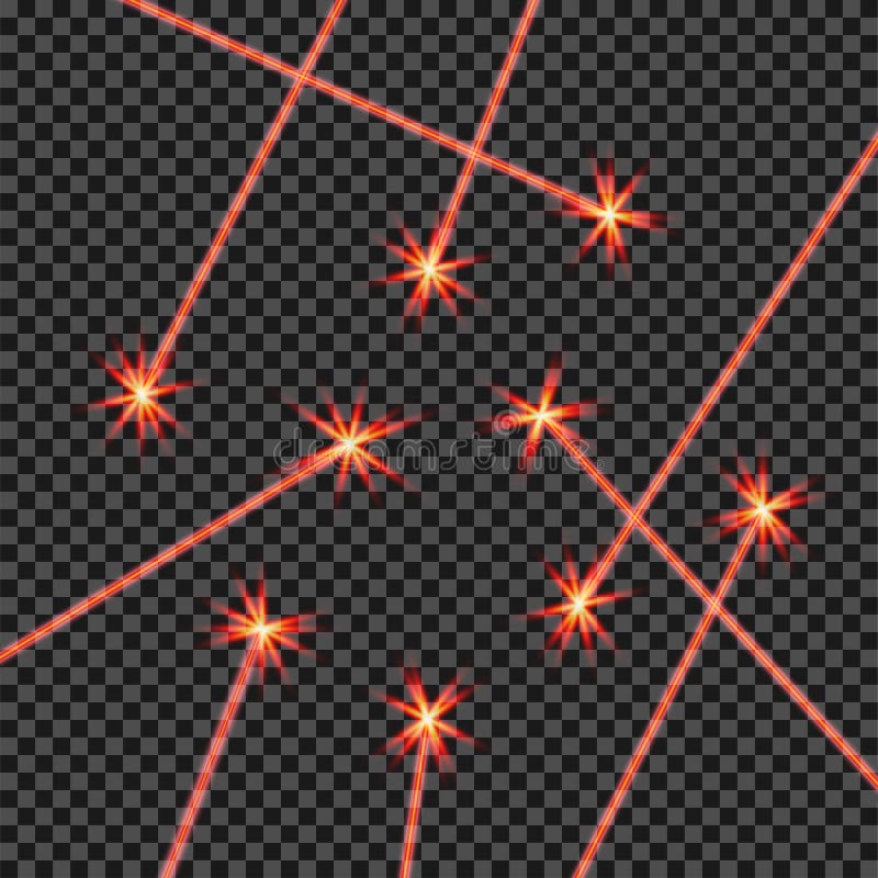 Random Abstract Red Laser Beams Light Isolated on Transparent Black ...