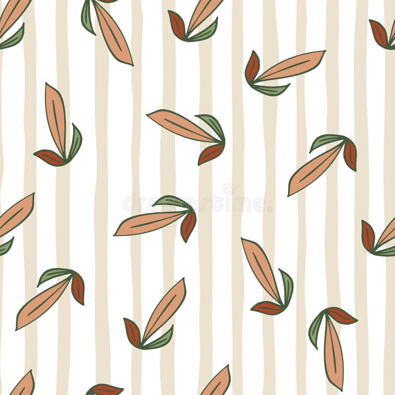 Random Abstract Seamless Pattern with Doodle Leaf Outline Ornament ...