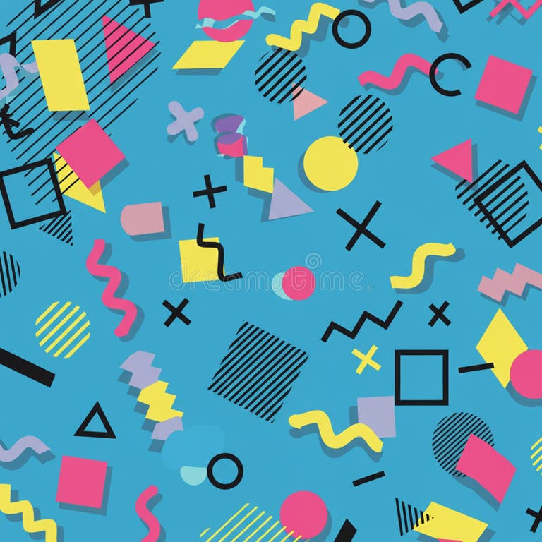 Random Abstract Shapes with a Retro 1980s Aesthetic are Scattered on a ...