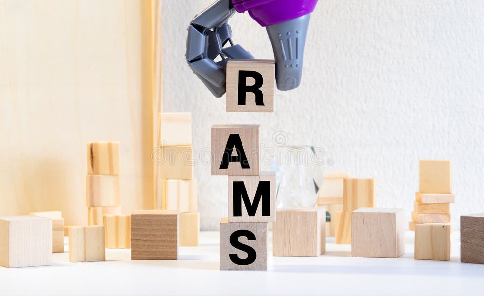 Random Access Memory or RAMS Word on Wooden Cubes with Technology ...