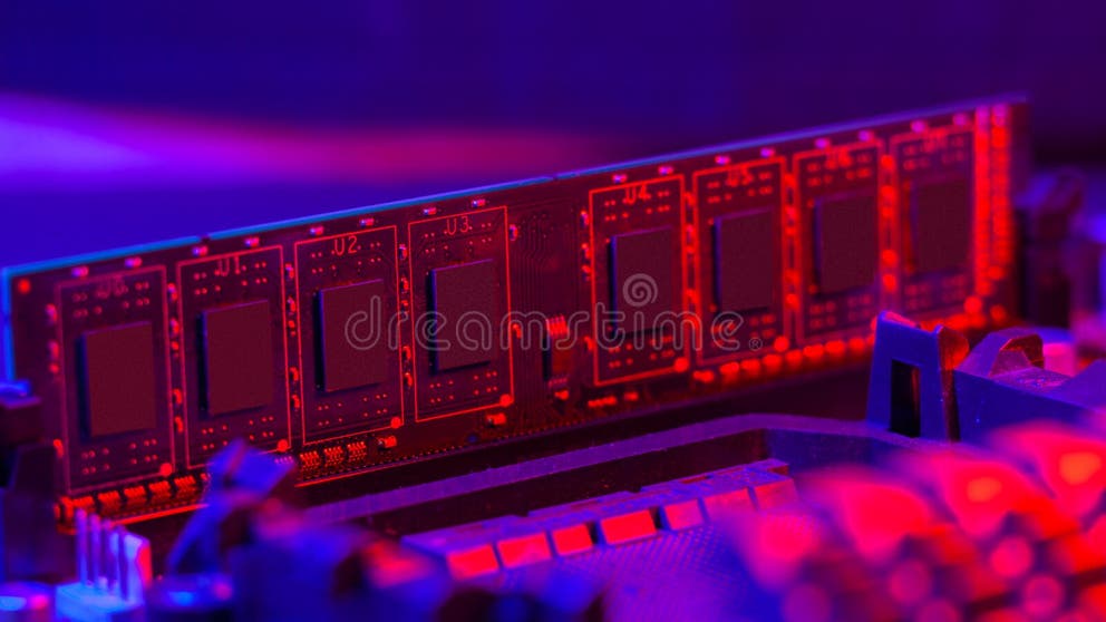 Random Access Memory.strip Inserted into the Motherboard. Motherboard ...