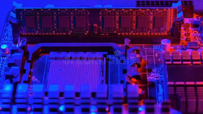 Random Access Memory.strip Inserted into the Motherboard. Motherboard ...