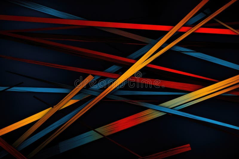Random Assorted Colored Lines on a Black Background Stock Illustration ...