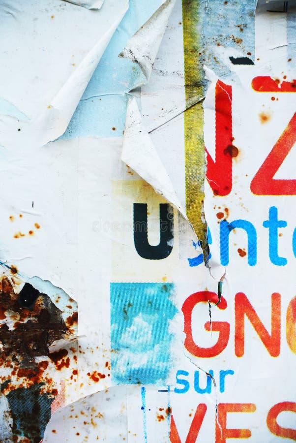 Random Background Collage Texture Paper on Eroded Wall Stock Image ...