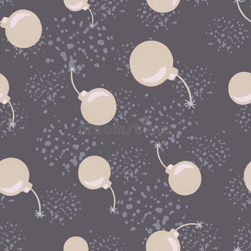 Random Beige Bombs Shapes Seamless Doodle Pattern. Grey Background with ...