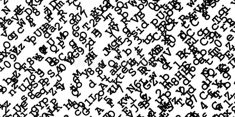 Random Black Digits and Letters on White Background Stock Illustration ...