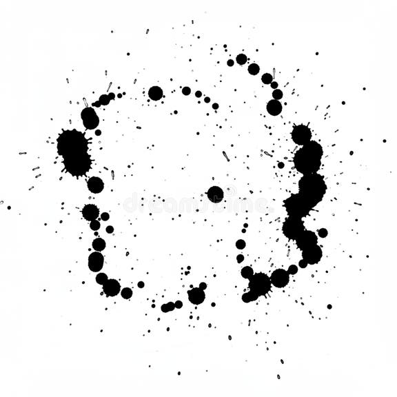 Random Black Ink Splatters on a White Background Create an Abstract ...