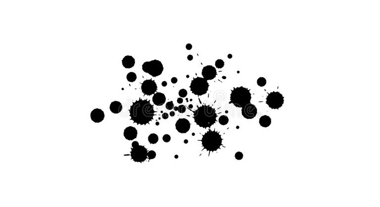 Random Black Ink Splatters on a White Background Vary in Size, Creating ...