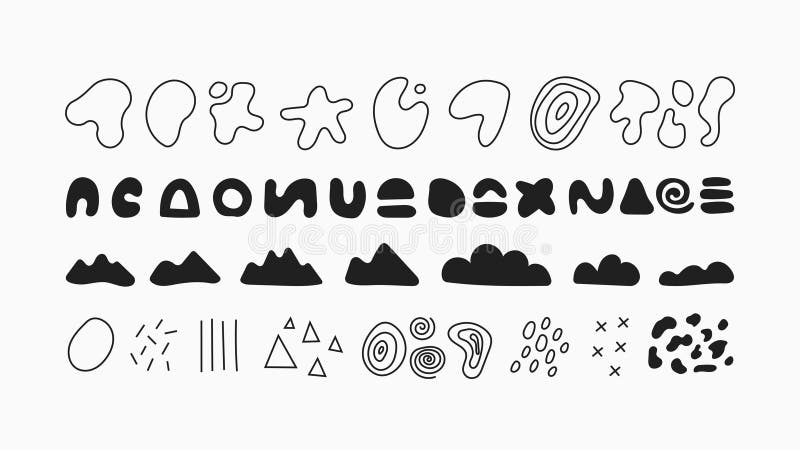 Random Black Shapes Set. Blob Shapes. Spot and Contour. Organic ...