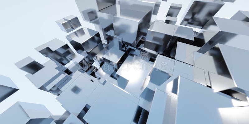 Random Blue Metallic Abstract Geometric Shape Cube Blocks 3d Render ...