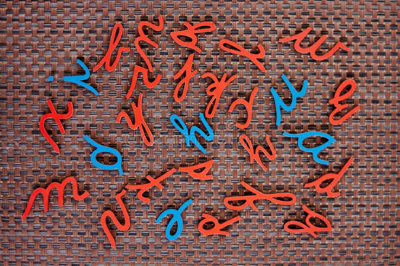 Random Blue and Red Letters Stock Photo - Image of child, materials ...