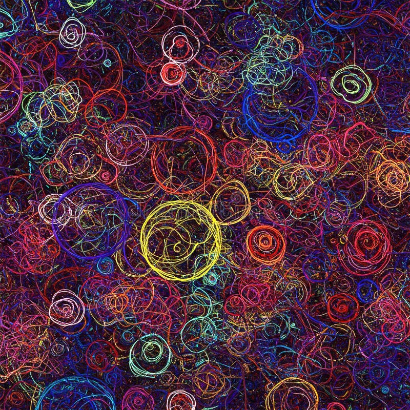 Abstract Background of Scribbled Random Circles - AI Stock Illustration - Illustration of ...