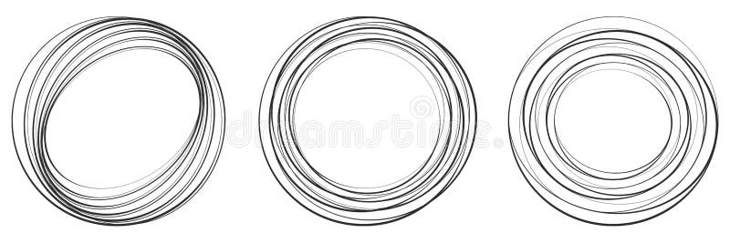 Random Circles with Hand Drawn, Free Hand Drawing Effect. Concentric ...