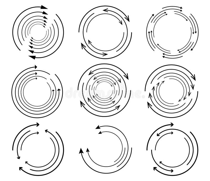 Random Circular, Cycle Arrow Element. Spiral, Spinning, Revolve Arrows ...