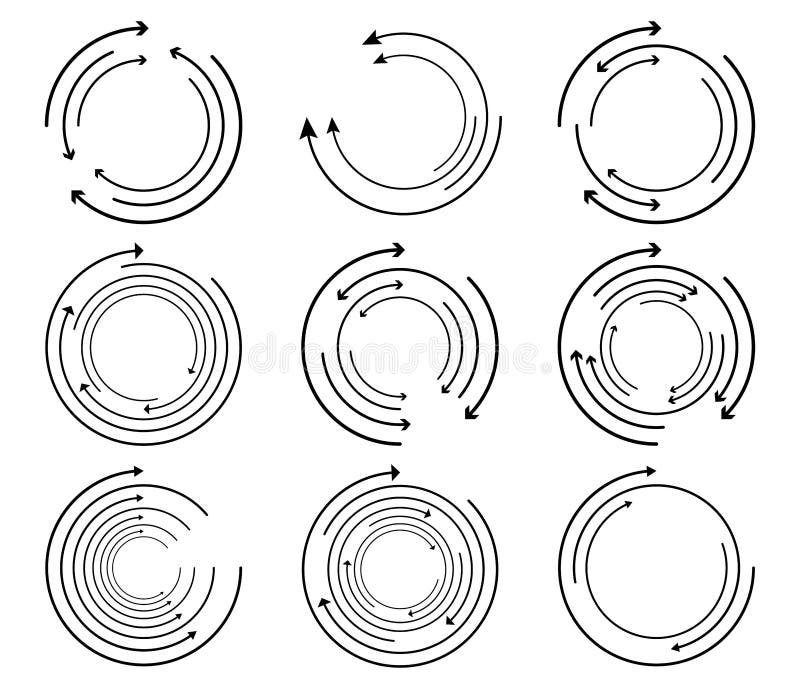 Random Circular, Cycle Arrow Element. Spiral, Spinning, Revolve Arrows ...
