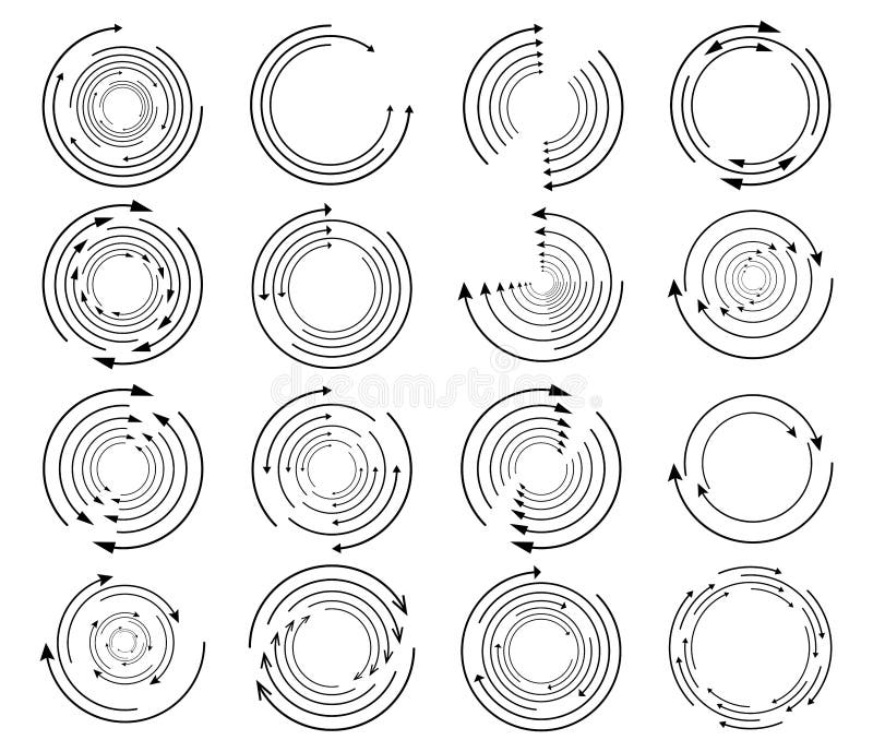 Random Circular, Cycle Arrow Element. Spiral, Spinning, Revolve Arrows ...