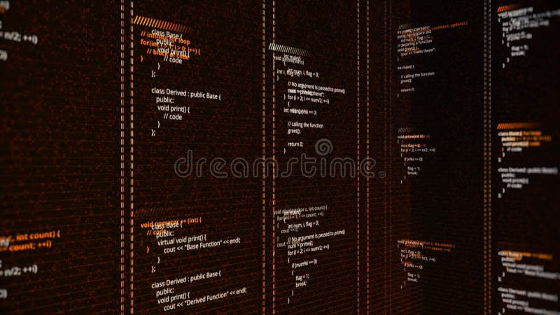 Random Code In Columns Running On A Computer Screen Cypher Or Program Source Code Scrolling On