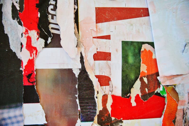 Random Collage Texture Paper on Eroded Wall Resembling a Flag Stock ...